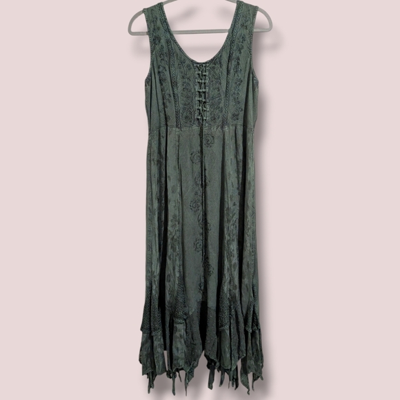 My Choice | Dresses | Green Bohemian Hippie Embroidered Sleeveless ...